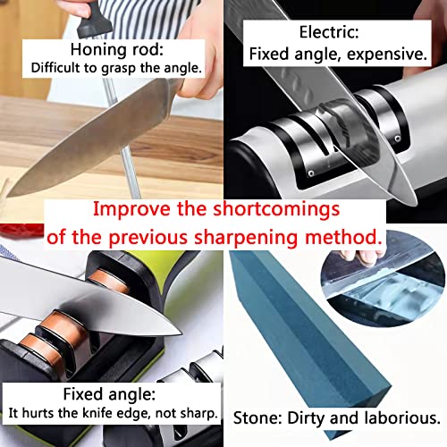 Kitchen Knife Sharpener,Honing Steel,Speedy Knives Sharp,Chef Professional Work Rod, Choice Blade Diamond,Small Whetstone System, Pocket Axe Scissor Sharpening Wet Stone Oil Kit Ceramic Angle Set