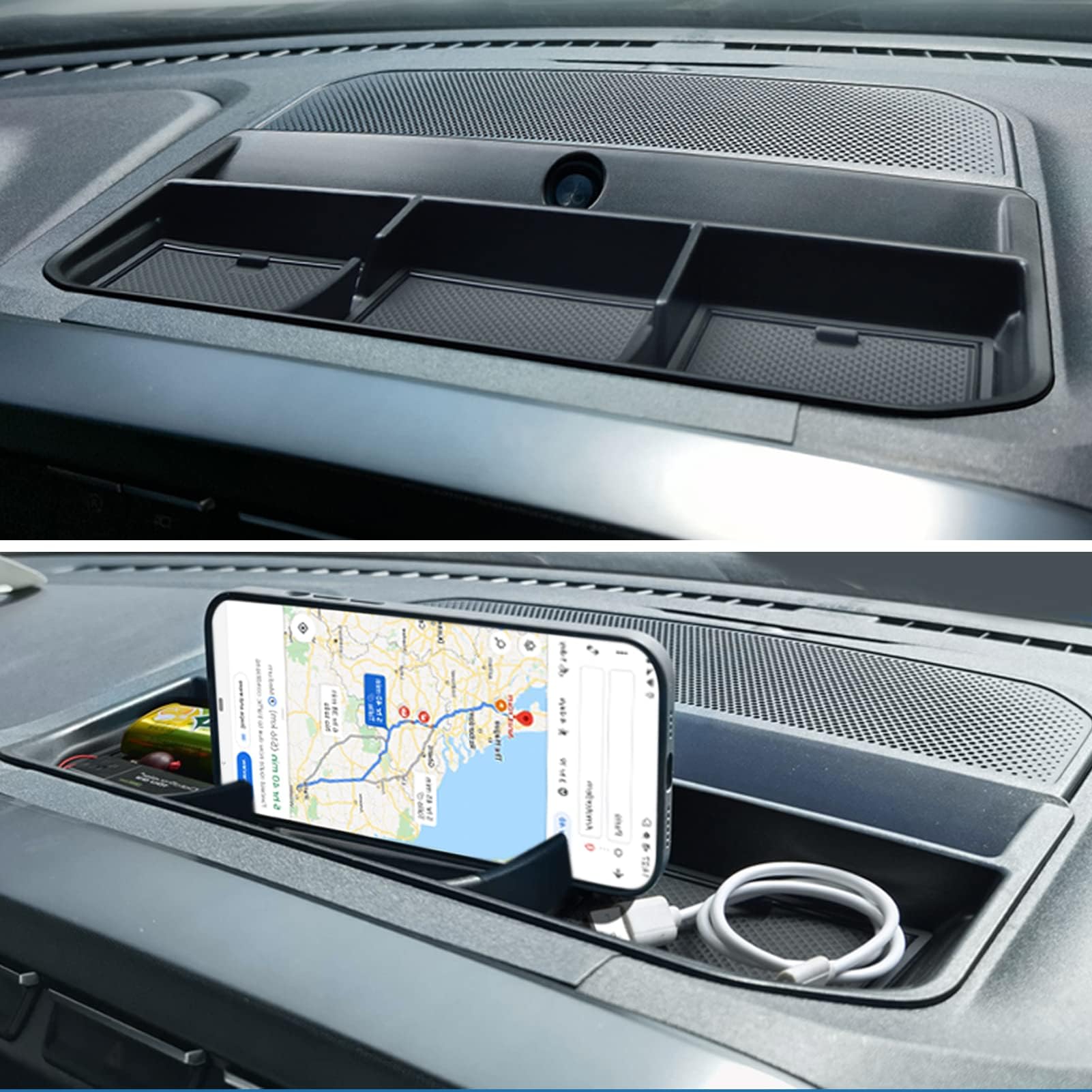 Moonlinks F150 Dashboard Organizer Tray Compatible with Ford F150 Center Console 2021 2022,Dashboard Storage Tray Phone Mount,ABS Tray Organizer with 3 Anti-Slip Rubber Pad,Black