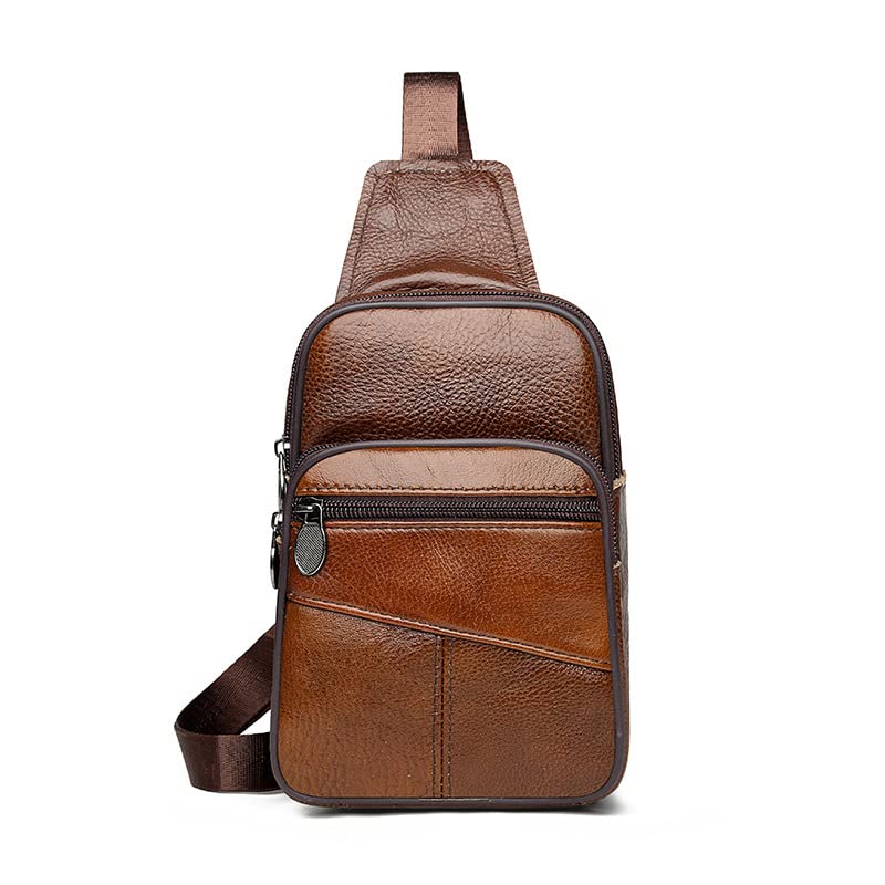 JBB Sling Bag Crossbody Sling Backpack for Man with Cowhide Shoulder Bags Travel Hiking Chest Bag
