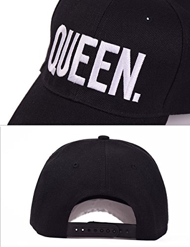 King Queen Hats Matching Snapbacks Hip Hop Hats Couples Snapback Caps Adjustable Black