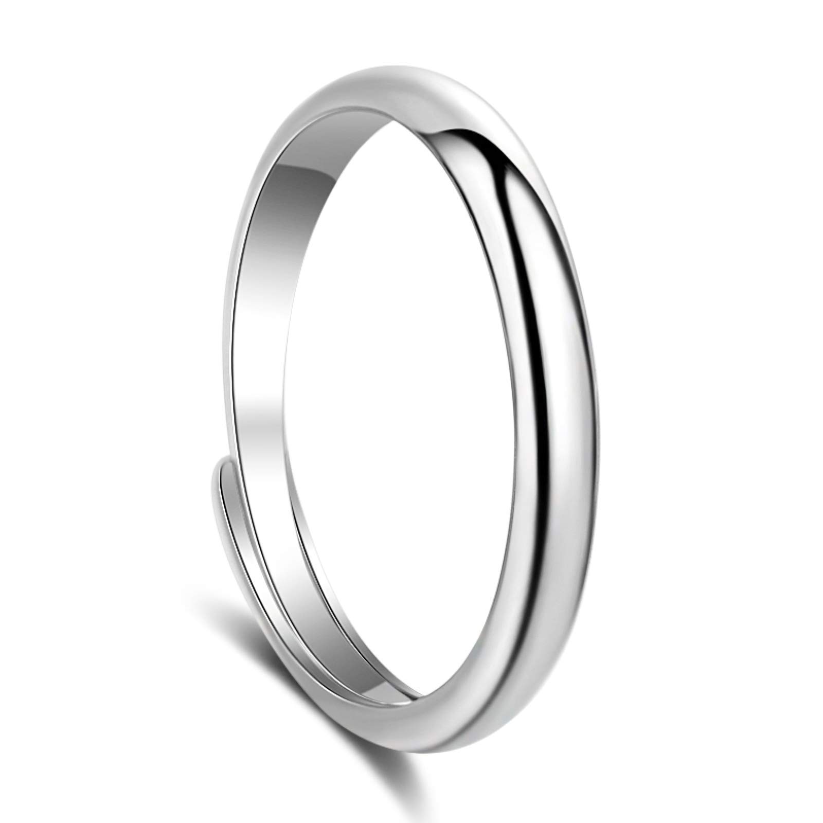 KGnB Sterling silver ring 925,adjustable,2mm,suitable for men and women,couples,girl friend,normal size 7 (sterling-silver, Adjustable),can adjust from size 4 to 12
