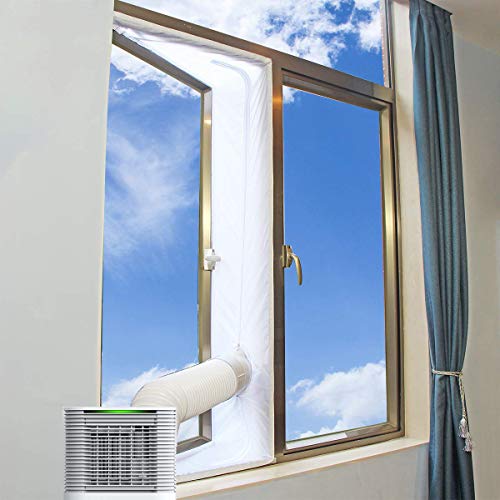 KWMOEA 400cm/157Is. Universal Window Seal for Portable Air Conditioner and Tumble Dryer. Easy to Install - Air Exchange Guards with Zip and Adhesive Fastener