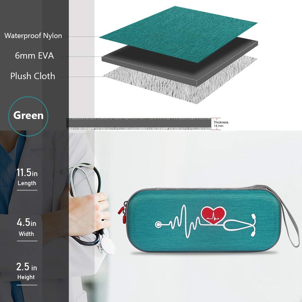 Trjgtas Storage Bag Carrying Case for Classic Iii Stethoscope Pouch Sleeve Box Protection Case(Green)