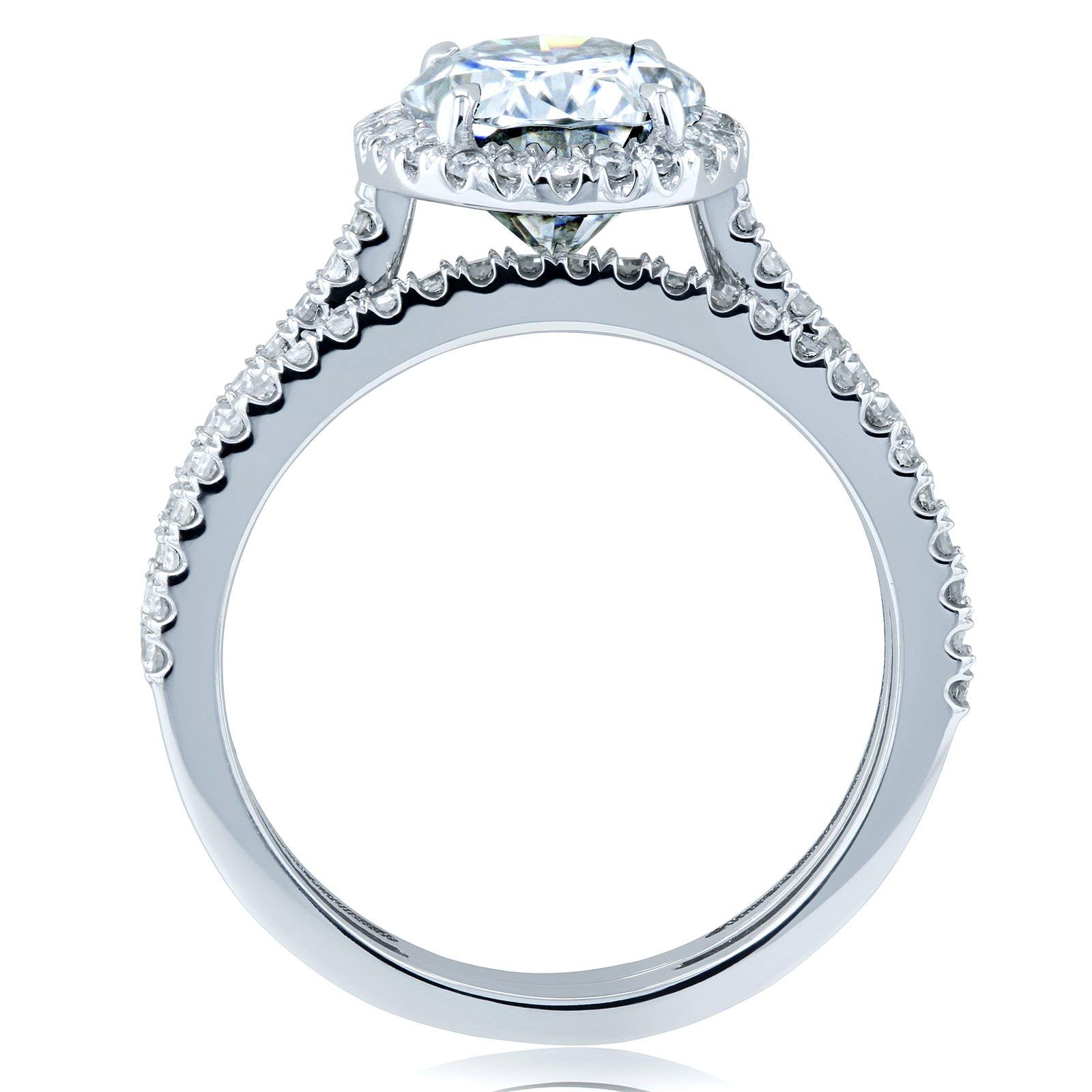 Kobelli Oval Moissanite Halo Bridal Rings Set 2 3/8 CTW 14k White Gold, 7