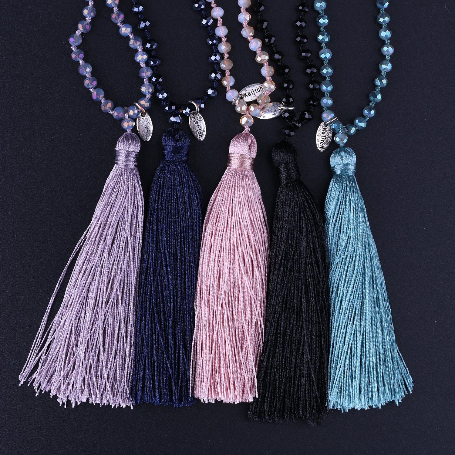KELITCH Women Necklace Tassel Pearl Necklace Long Tassel Necklace Shining Crystal Necklace New