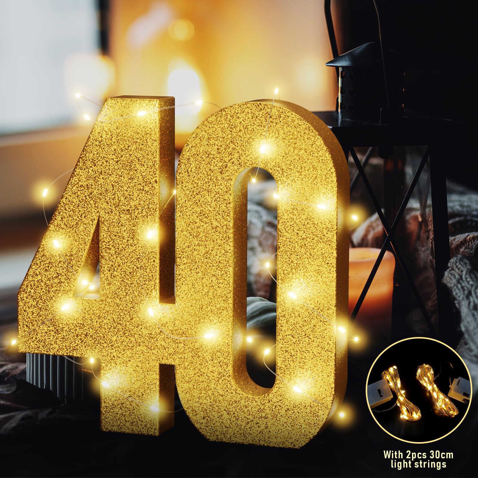Usongshine Happy 40th Birthday Decorations Anniversary Decorations 40th Centerpiece Table Decorations for Men Women(30 * 30 * 3cm)