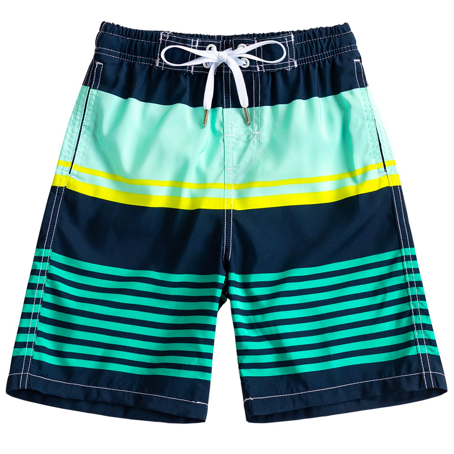 Kute 'n' Koo Boys Swim Trunks, UPF 50+ Quick Dry Striped Boys Swim Shorts, Boys Bathing Suit (10/12, Striped 1)