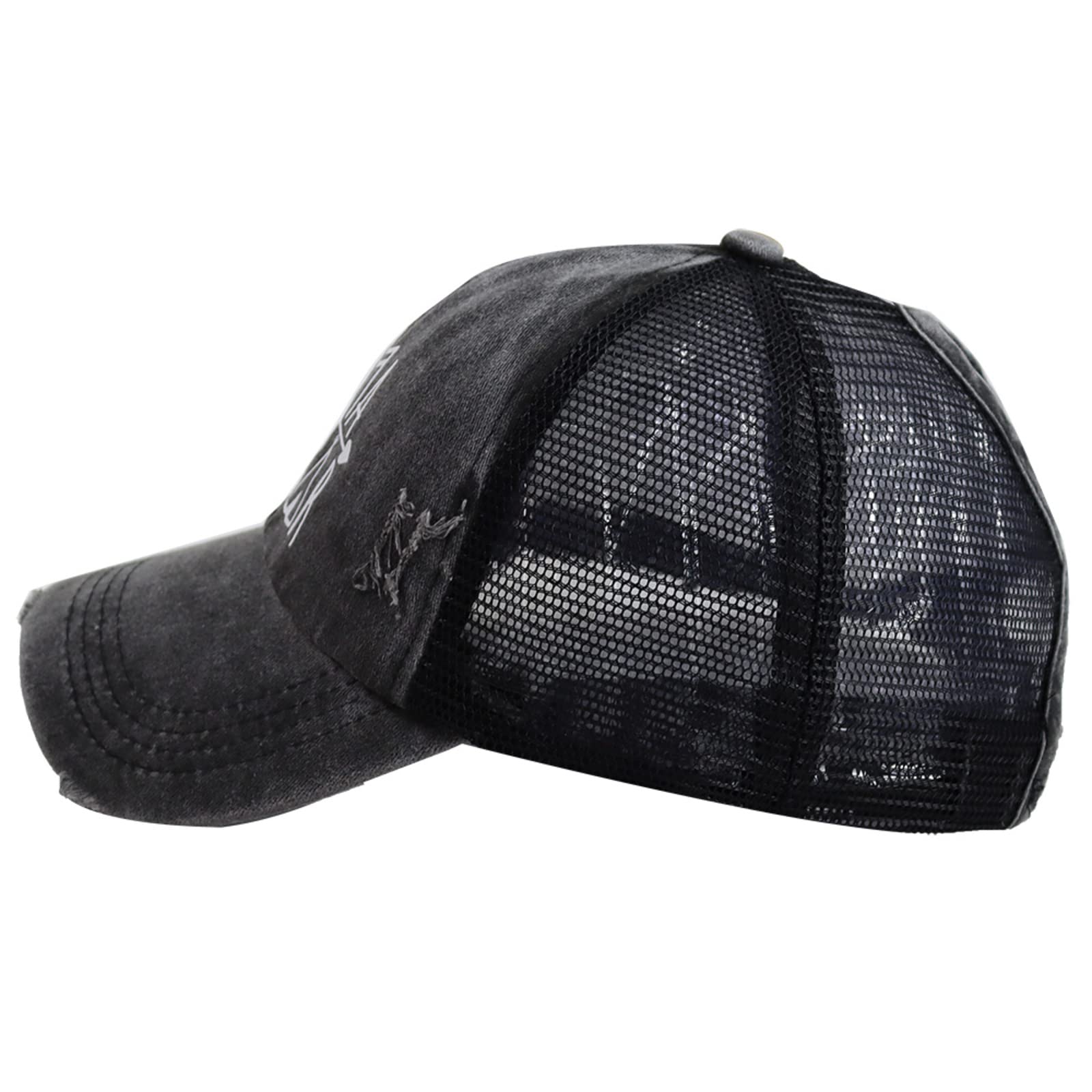 OASCUVER Women's Mama Bear Hat Messy High Buns Ponytail Adjustable Mesh Trucker Baseball Cap Black
