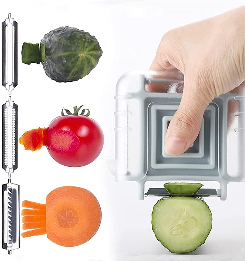 IWTGR 3 in 1 Vegetable Peeler,Multifunctional Fruit Stainless Steel Peelers with 3 Sharp Blades and Protective Covers,Durable Peelers for Peeling Apple Potato Tomato Zucchini Kiwi,Kitchen Helper
