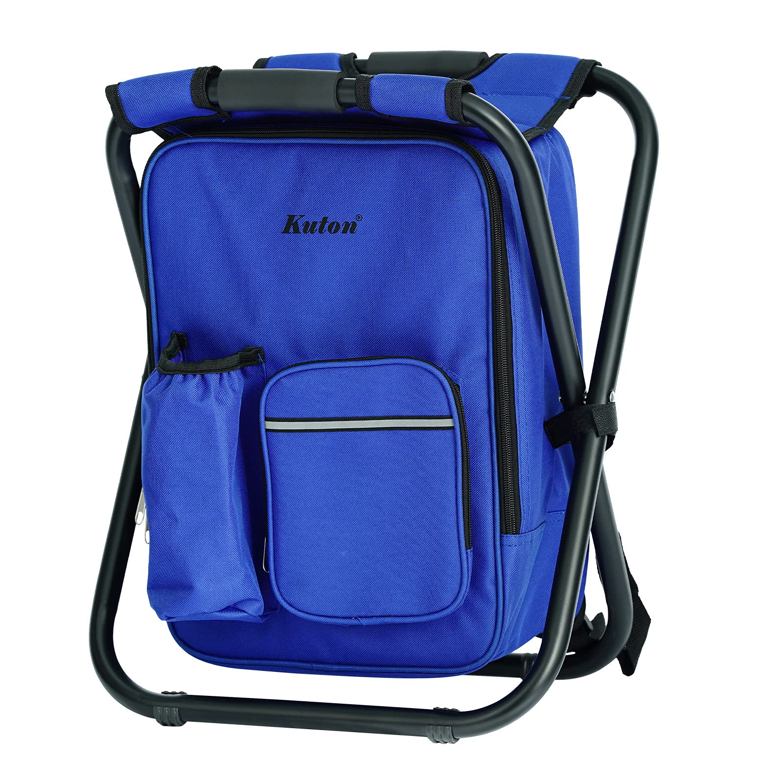 KUTON Backpack Cooler Chair, Folding Camping Fishing Stool 3-in-1 Portable Backpack Seat, Lightweight for Outdoor Picnic, Blue