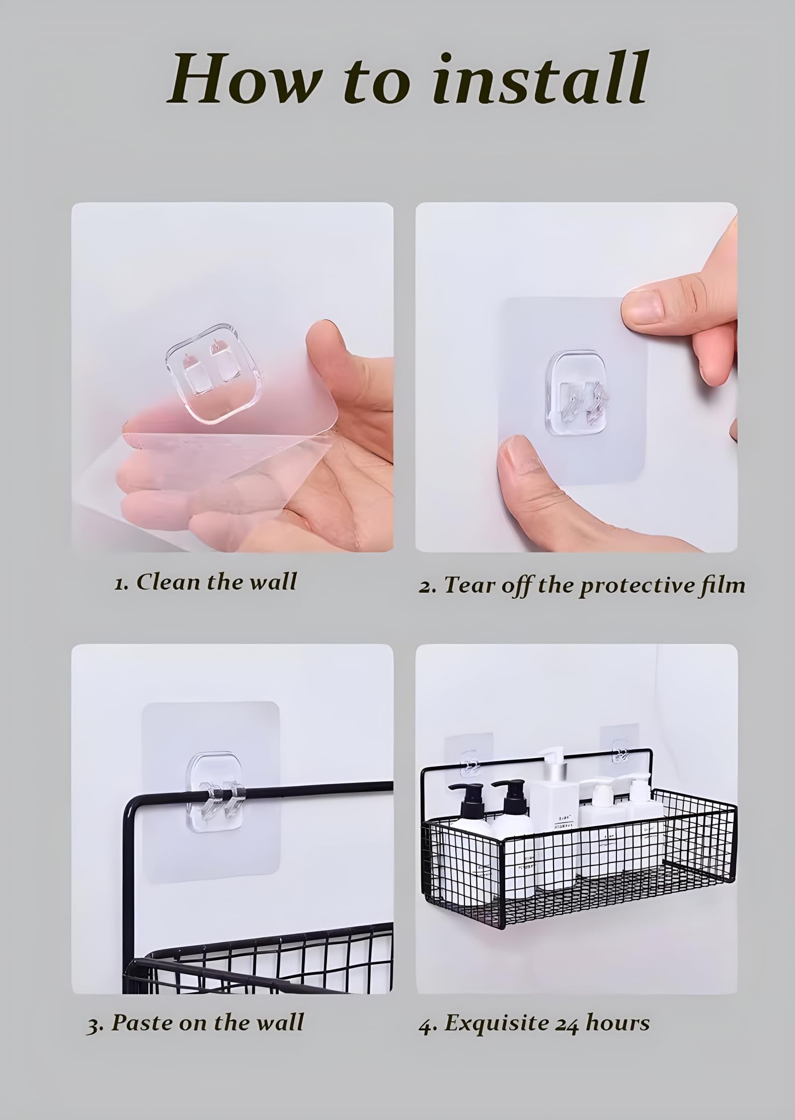 YOFAN 12-Pack Clear Adhesive Suction Sticker for No Drilling Bathroom Shower Shelf Accessories, Super Strong Adhesive Wall Sticker for Shower Caddy and More