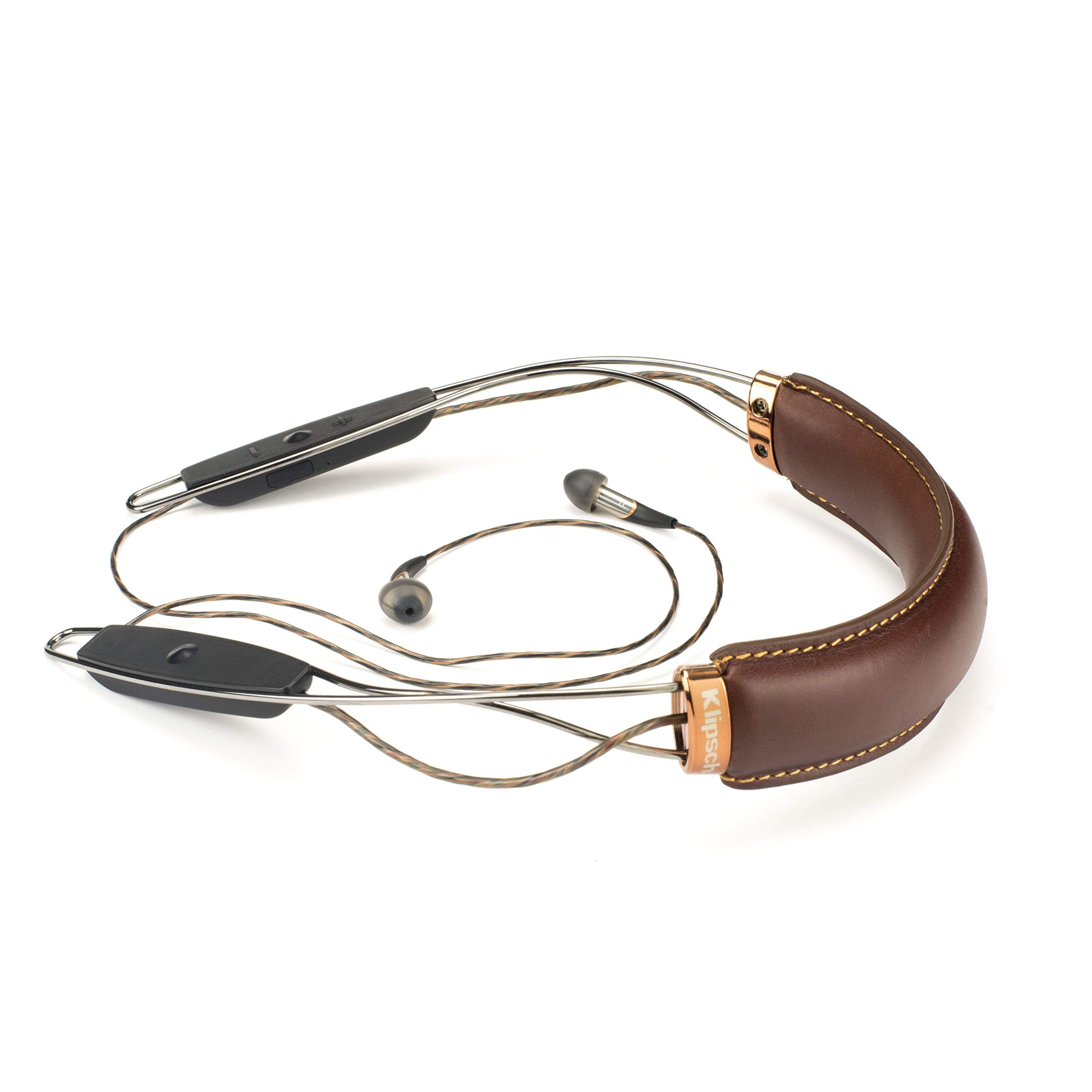 Klipsch X12 Bluetooth Neckband Headphones (Brown Leather) (Renewed)