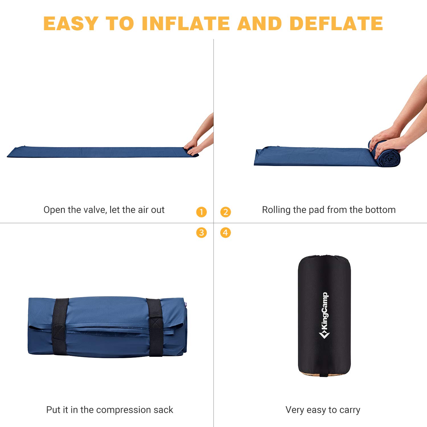 KingCamp Double Camping Mattress Lager Szie Anti-Rollover Camping Air Mattress with Excellent Back Support 3.9" Thick Comfortable Ultralight for Travel Backpacking Camping Hiking