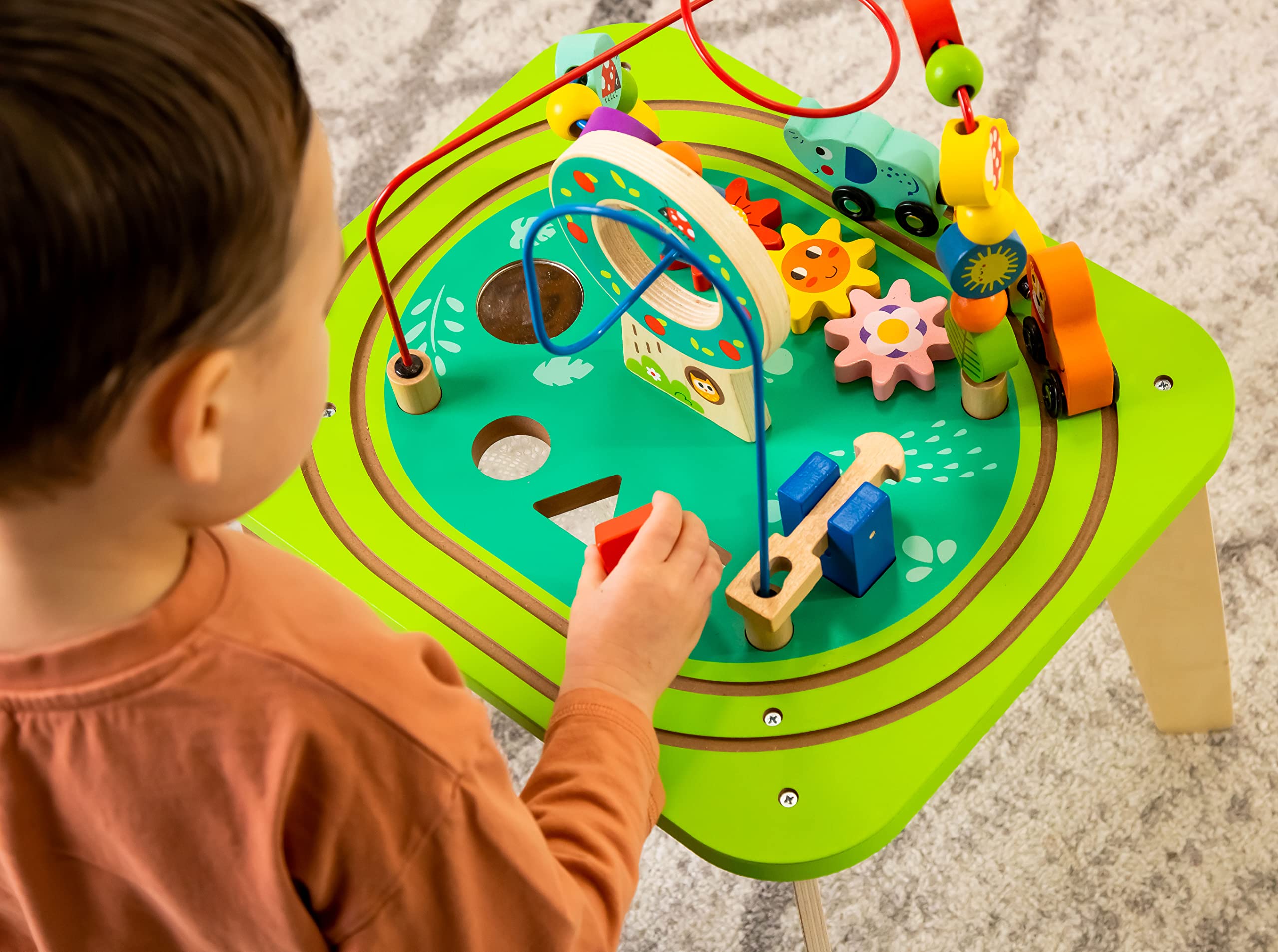 Pidoko Kids Activity Table for Toddlers - Gift Set Bundle for Boys & Girls 18 months and up - includes Stacking Cups and a Zoo Book