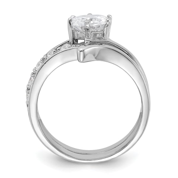IceCarats 925 Sterling Silver Cubic Zirconia CZ Wedding Band Engagement Ring Bridal Jewelry Set