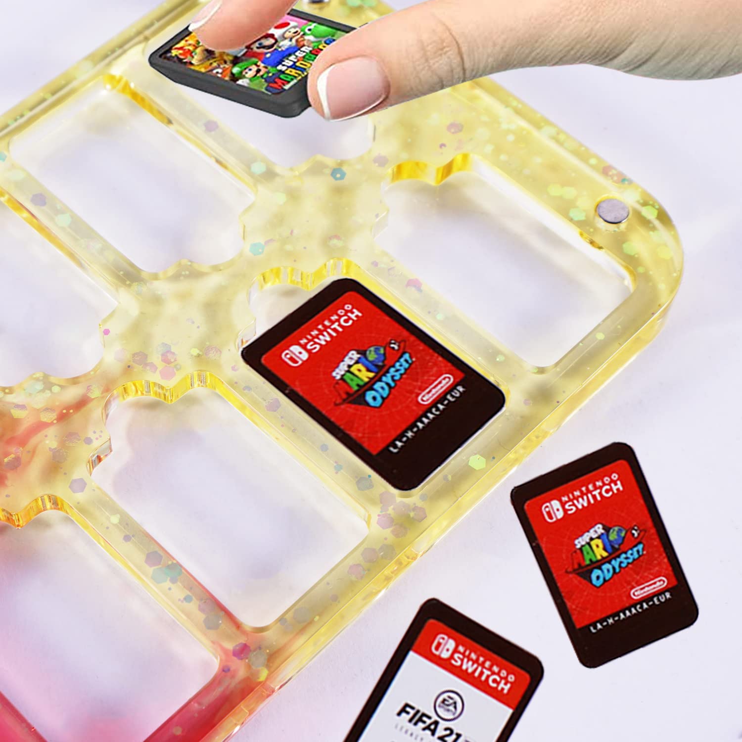 LUXWIN Game Card Case Resin Molds for Nintendo Switch Games,Silicone Game Storage Case Box Mold for Nintendo Switch, Transparent Acrylic Game Storage Box for Switch NS NX (6 Slots and 14 Slots)