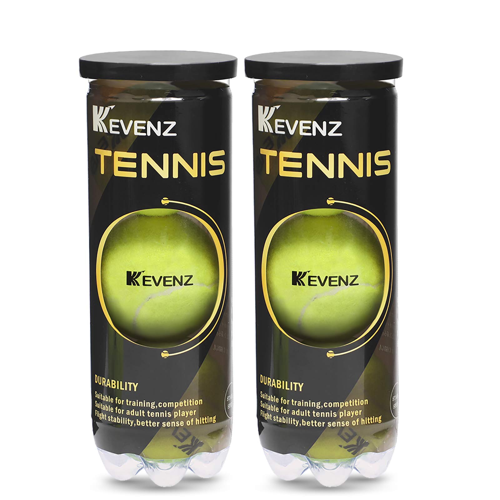 KEVENZ 6-Pack Pressurized Tennis Ball, 2 Cans with Seal Design,Advanced All Courts Balls,Highly Elasticity, More Durable, Good for Beginner Training Ball