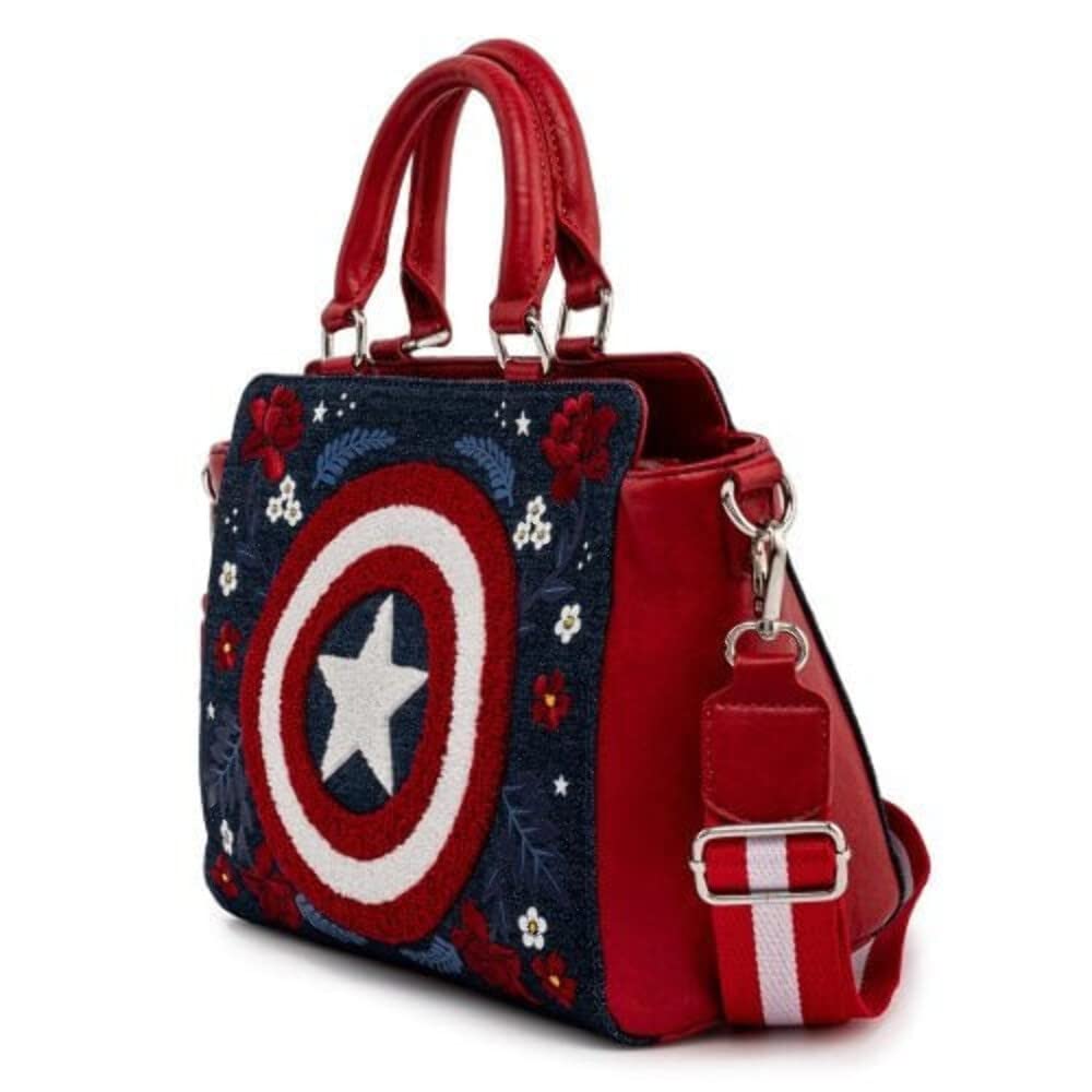 Loungefly Captain America th Anniversary Shield Crossbody Bag BlueRed