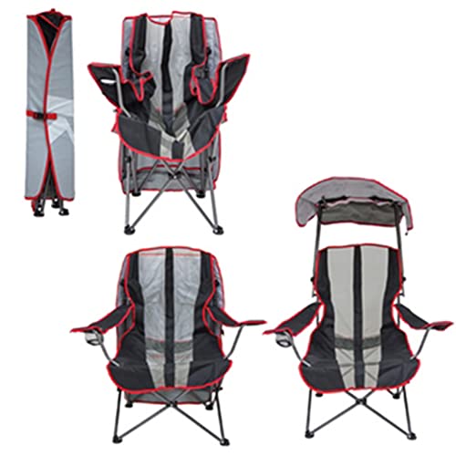 Kelsyus Premium Portable Camping Folding Outdoor Lawn Chair w/50+ UPF Canopy, Cup Holder, & Carry Strap, for Sports, Beach, Lake, Blue & Gray (2 Pack)