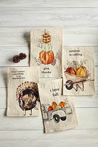 Mud Pie Fall Watercolor Flour Sack Towel, Love Fall, 26" x 16.5"
