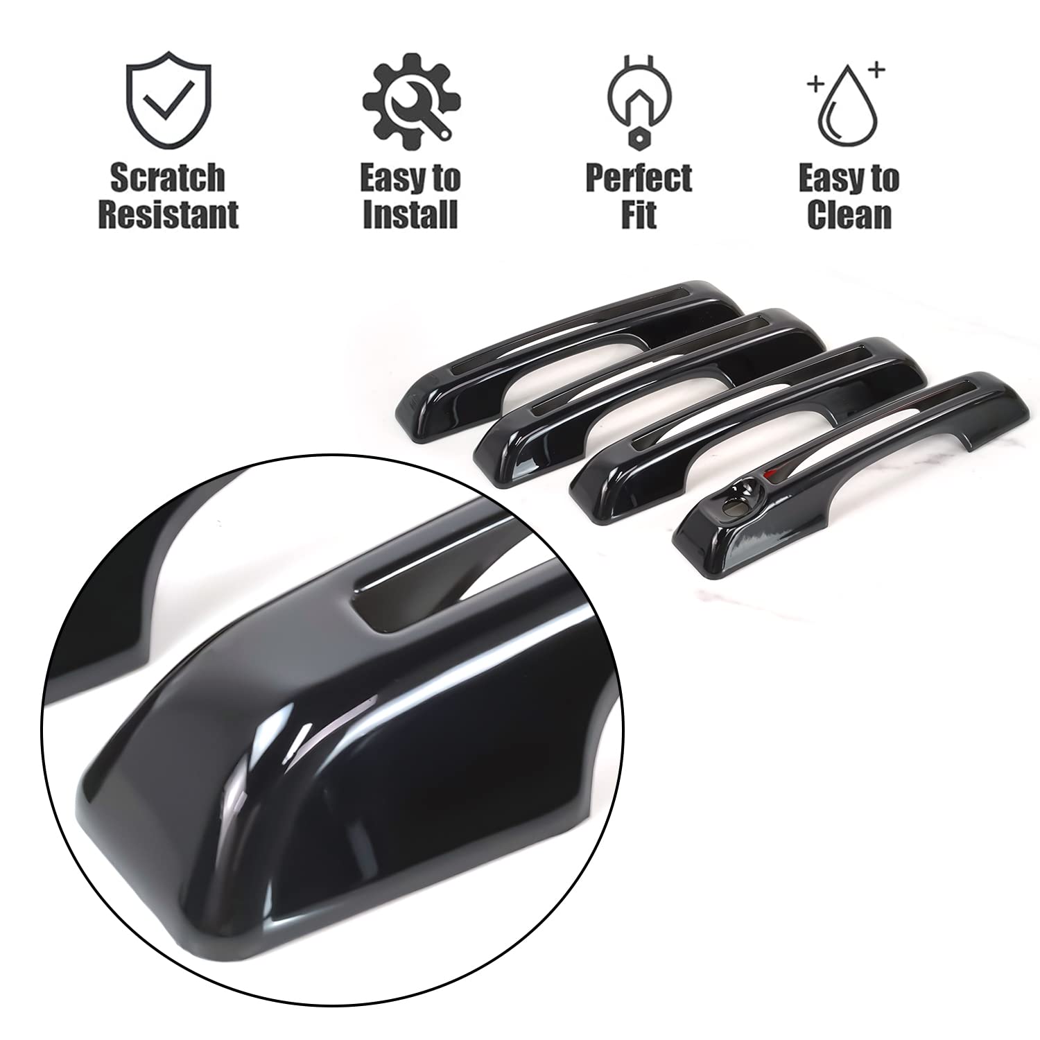 LONGDING Door Handle Covers Trim for 2021 2022 Ford Bronco Sport Car Exterior Door Handle Accessories Front Emblem Badge Cover Trim ABS Smooth Black 4PCS