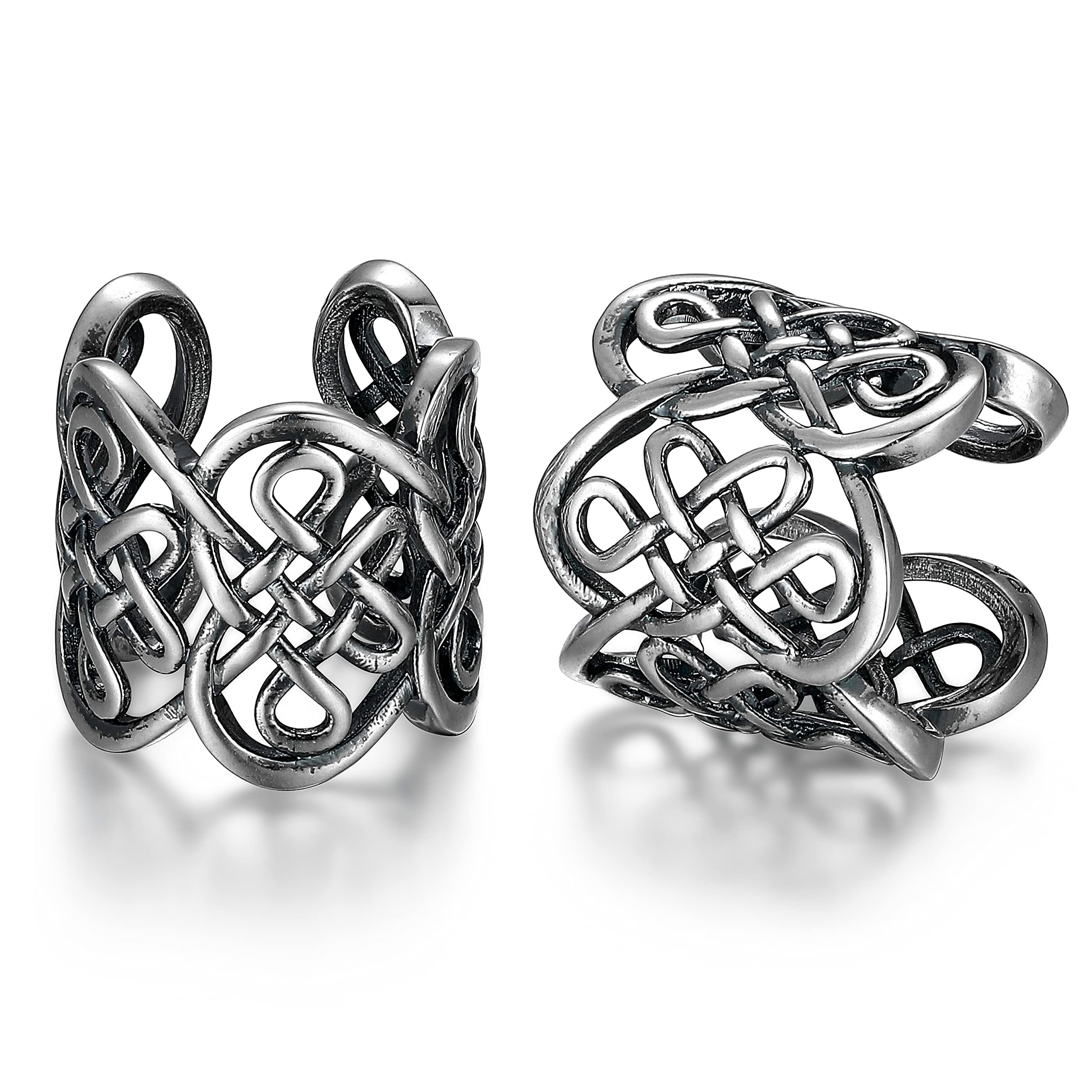 MORGAN & PAIGE Celtic Knot Ear Cuff Earrings For Women - Oxidized 925 Sterling Silver Ear Cuff - Mid To Top No Piercing Ear Cuff For Unpierced Ear Conch & Cartilage