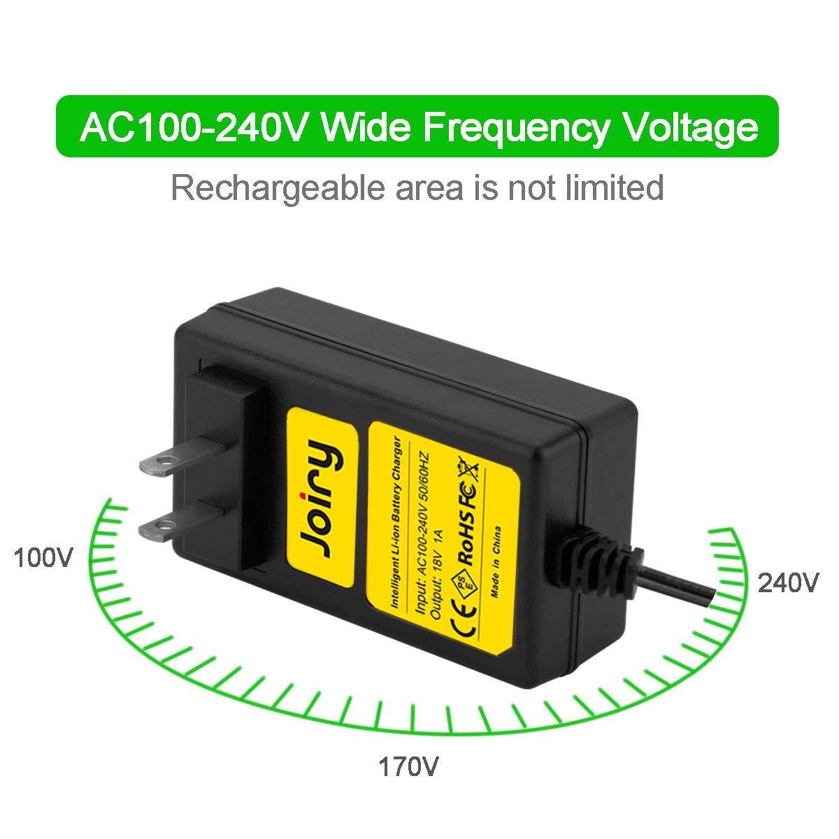 Joiry Charger for Bosch 18V Lithium Battery BAT609 BAT609G BAT618 BAT618G BAT619 BAT619G BAT610G Bosch Replacement Li-ion