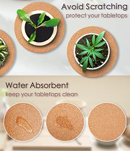 KITLAB Cork Plant Coasters, Double Layers 6 Inch Cork Planter Coaster, Absorbent Cork Plant Mats, Cork Plant Coasters for House Plants, 6 Pcs