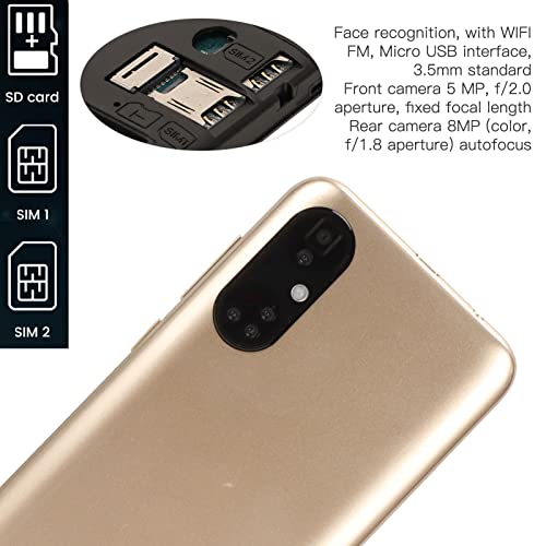 Smartphone, 4.5in HD Screen Cellphone, Face Recognition Mobile Phone, 2GB RAM 16GB ROM Dual Camera WiFi Unlocked Support WiFi BT FM(#1)