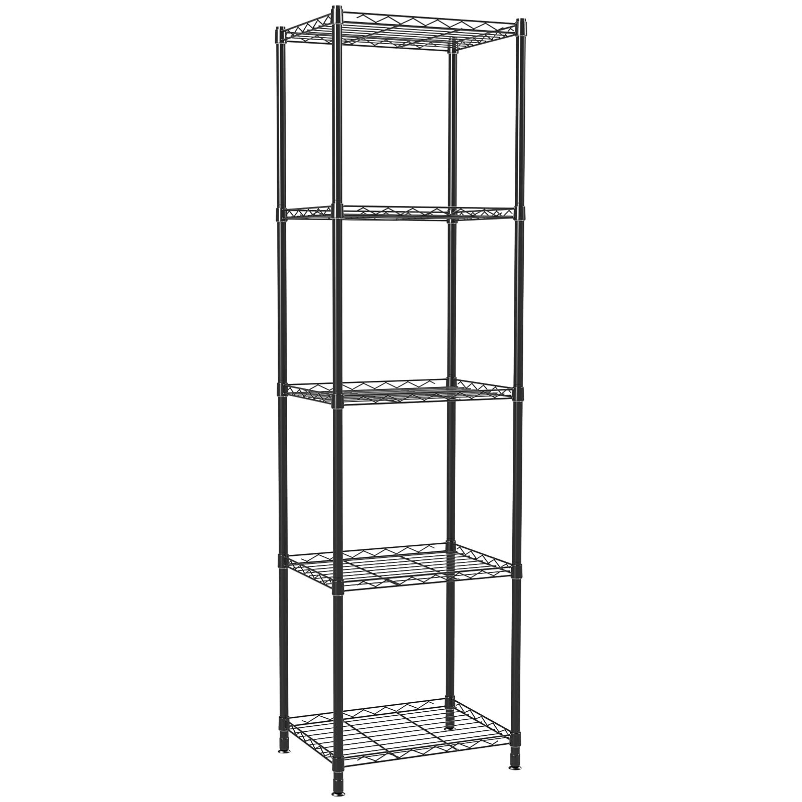 YisanCrafts 5 Tier Fixed Layer Spacing Storage Shelf Metal Storage Rack Wire Shelving Unit Storage Shelves Metal 660Lbs Capacity 17" L x 13" W x 63" H for Pantry Closet Kitchen Laundry Black