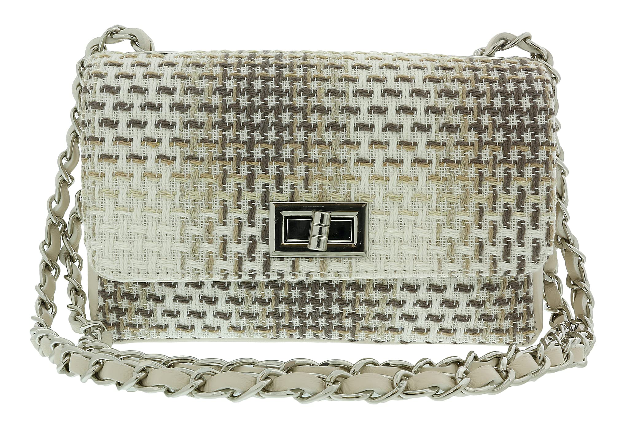 Pierre Cardin Beige Tweed Cotton Small Shoulder Bag for womens