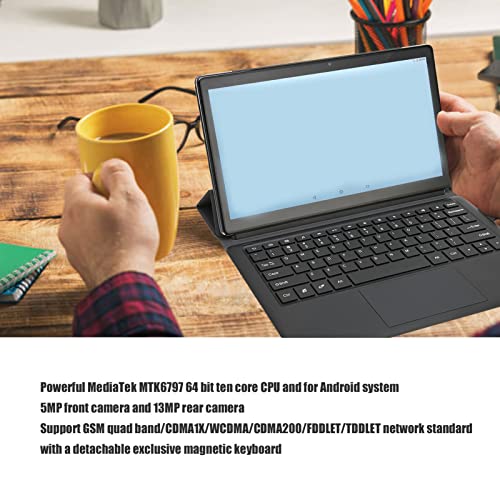 Yoidesu Tablet PC 11.6in, Mini Tablet 4GB RAM 128GB ROM MT6797 10 Core CPU, 4G LTE Dual SIM Tablet PC 100‑240V for 8.0 (Black)
