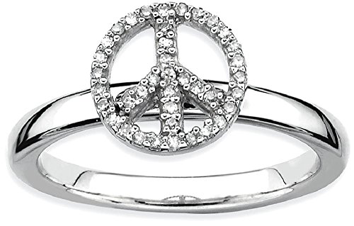 IceCarats 925 Sterling Silver Peace Sign inspirational Symbol Diamond Stackable Ring Size 8