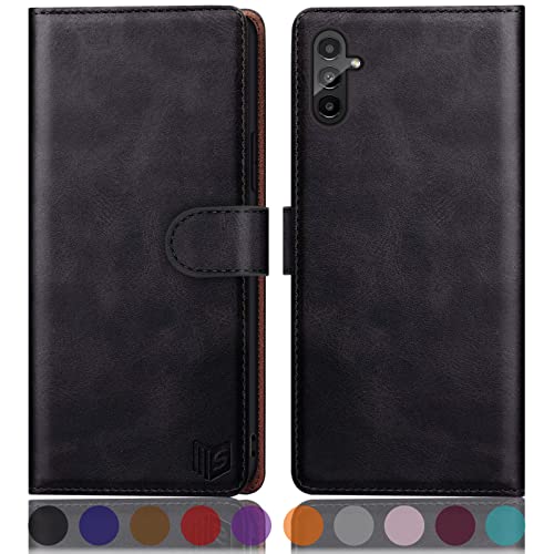 SUANPOT for Samsung Galaxy A14 5G Wallet case with RFID Blocking Credit Card Holder,Flip Book PU Leather Protective Cover Women Men for Samsung A14 Phone case (Black)