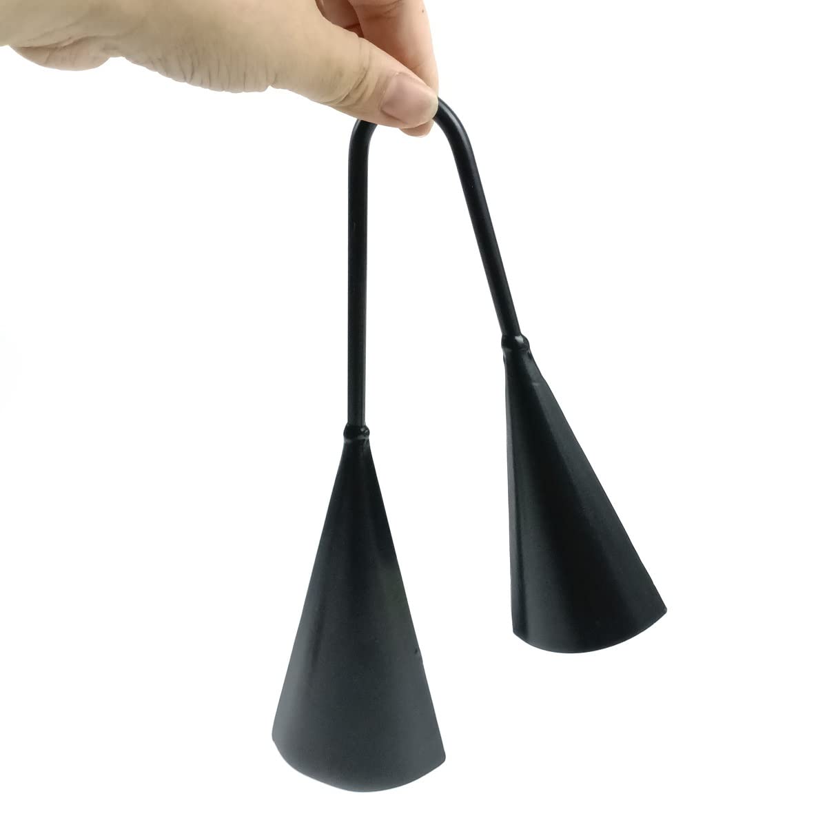 LOONELO Agogo Bells,Traditional Style Handheld Musical Instrument Steel Agogo Bells with Wood Strikers (Black-Big)