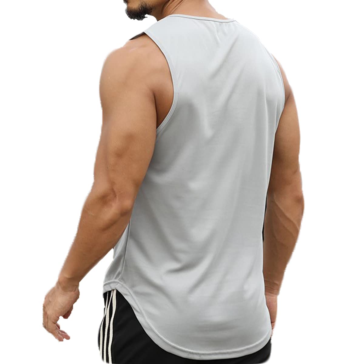 Mens Running Muscle Tank Top for Men DRT-Fit Gym Workout Sleeveless Tops Breathable Training Bodybuilding Vests(Grey-M)