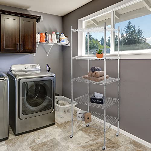 TSRING 24" W x 18" D x 74.5" H 5-Shelf Garage Shelves, Silver
