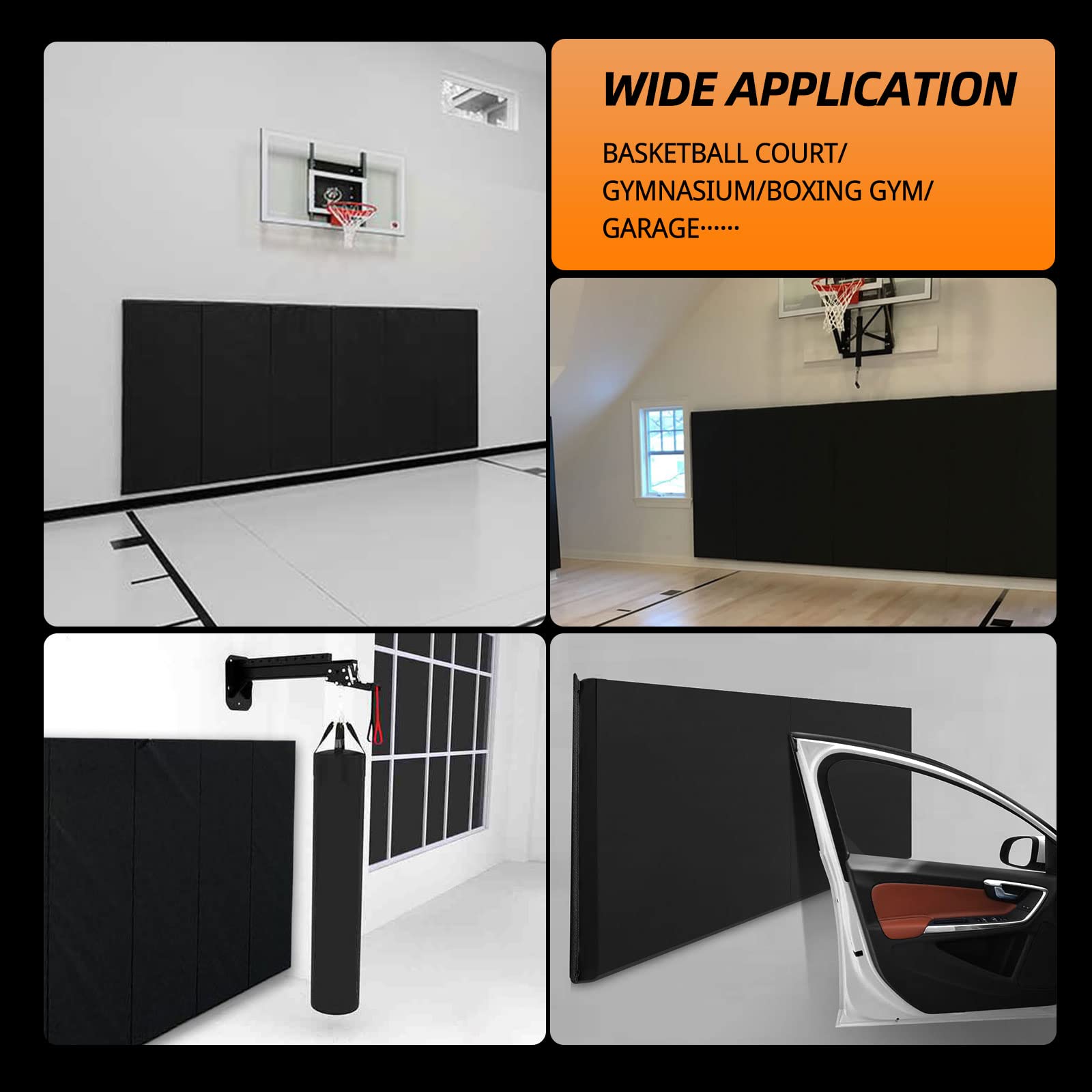 Progoal 4 Pack 2" Thick Foam Protection Wall Pad,Gym Basketball-Court Protectors,Durable Waterproof Padding for Wall-mounted Basketball Hoops(60" L x 20" W)