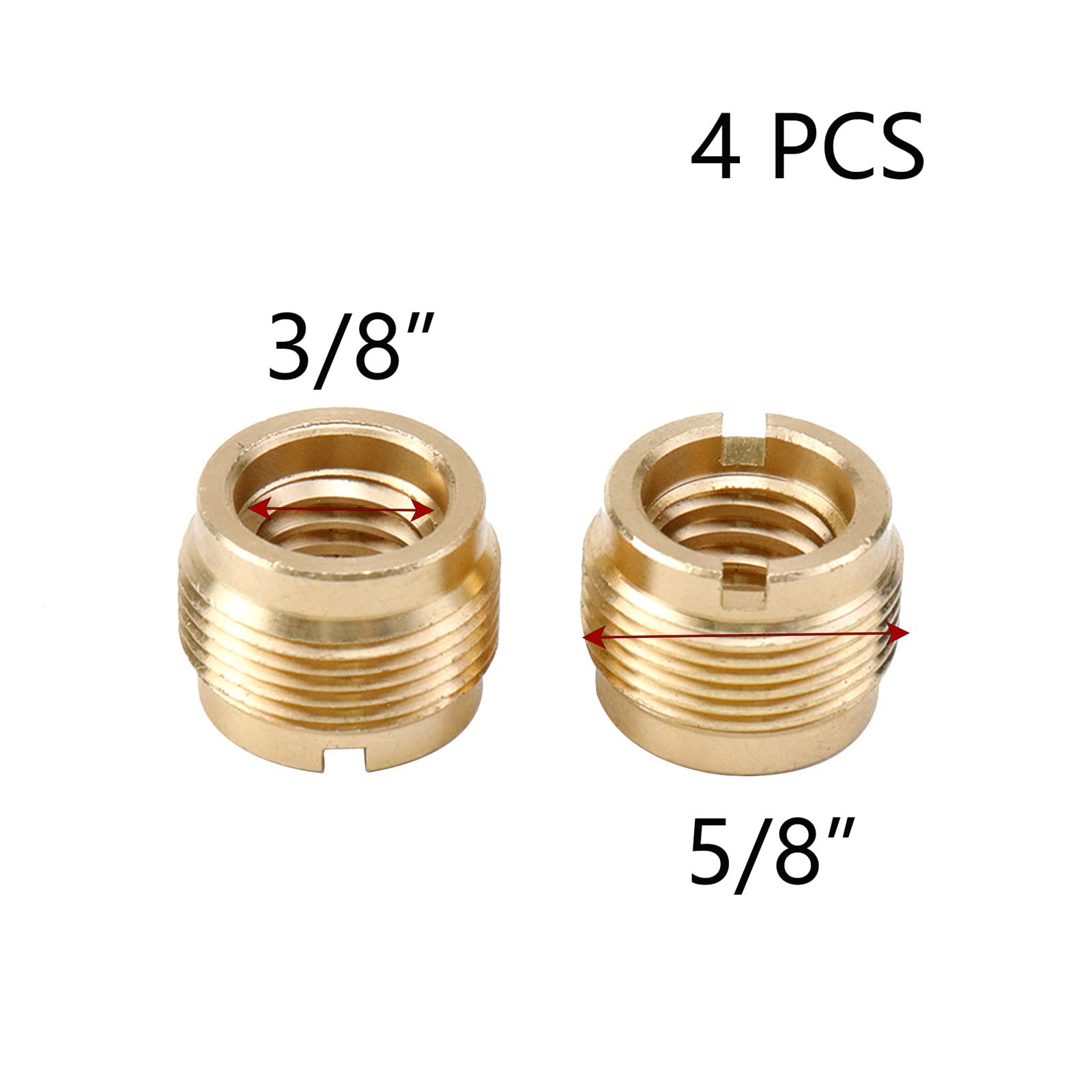 Pufguy Copper Plastic Microphone Stand Adapter 3/8 Female to 5/8 Male Screw Mic Thread Screw Adapter-4 pcs(Gold)