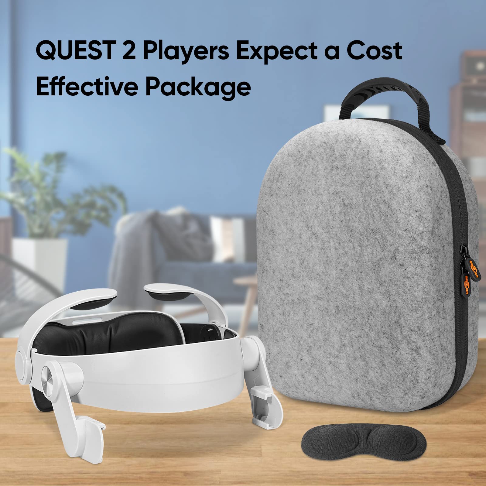SARLAR Head Strap Accessories Compatible with Meta Quest 2, Elite Strap with Hard Carrying Case and Lens Protector for Enhanced Support and Comfort in VR