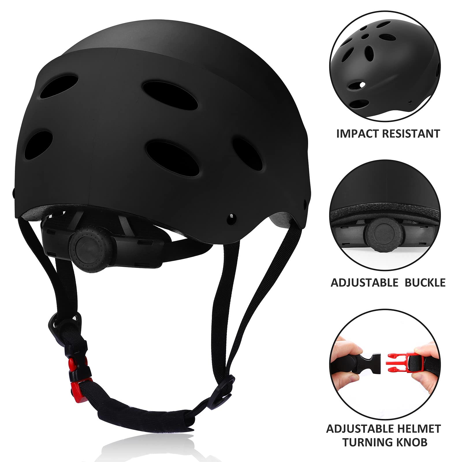 Kid's Protective Gear Set,Roller Skating Skateboard BMX Scooter Cycling Protective Gear Pads (Knee Pads+Elbow Pads+Wrist Pads+ Helmet) (Black)
