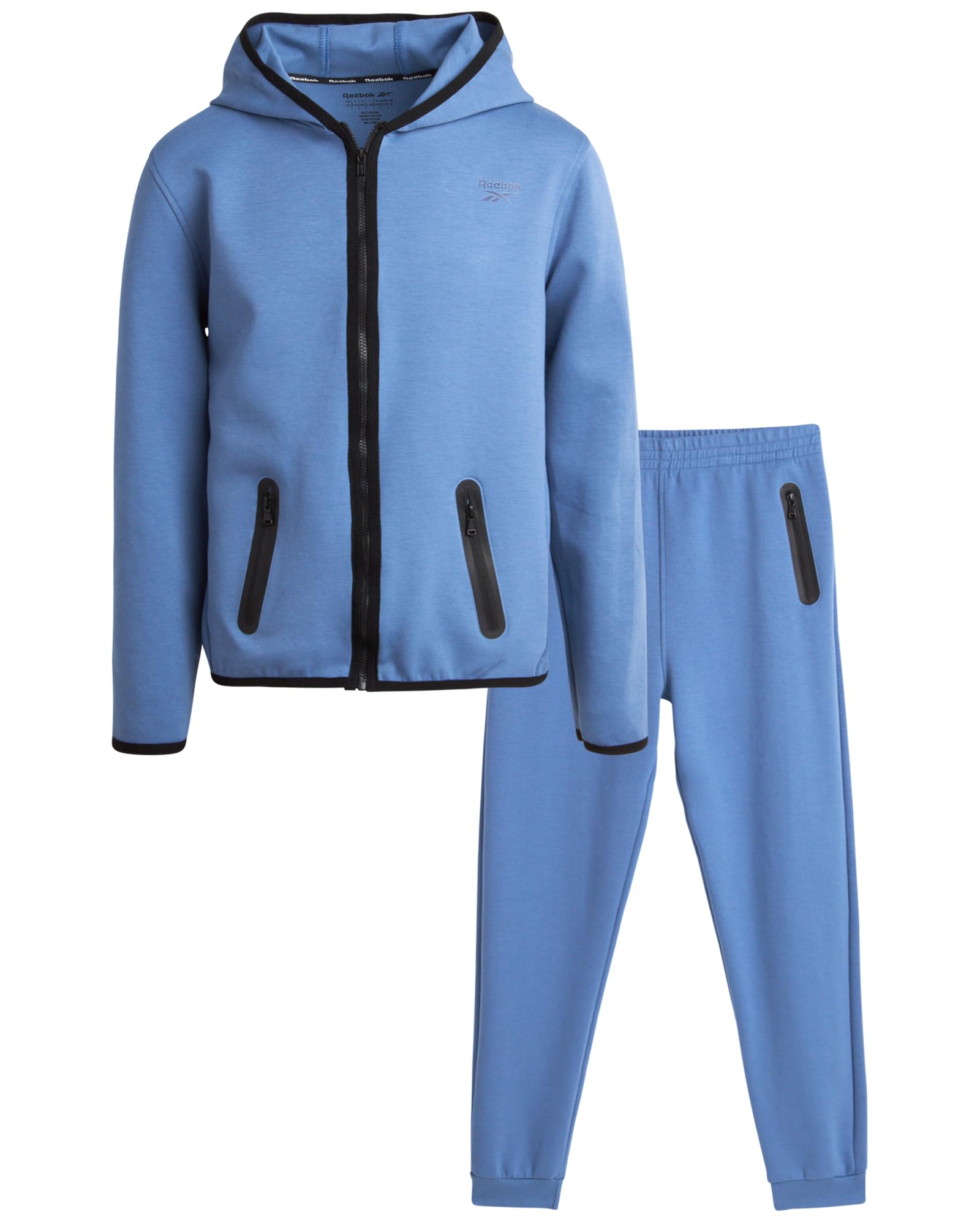 Reebok Boys' Sweatsuit - Active Fleece Zip Hoodie Sweatshirt and Jogger Sweatpants (2T-12), Size 12, Estate Blue