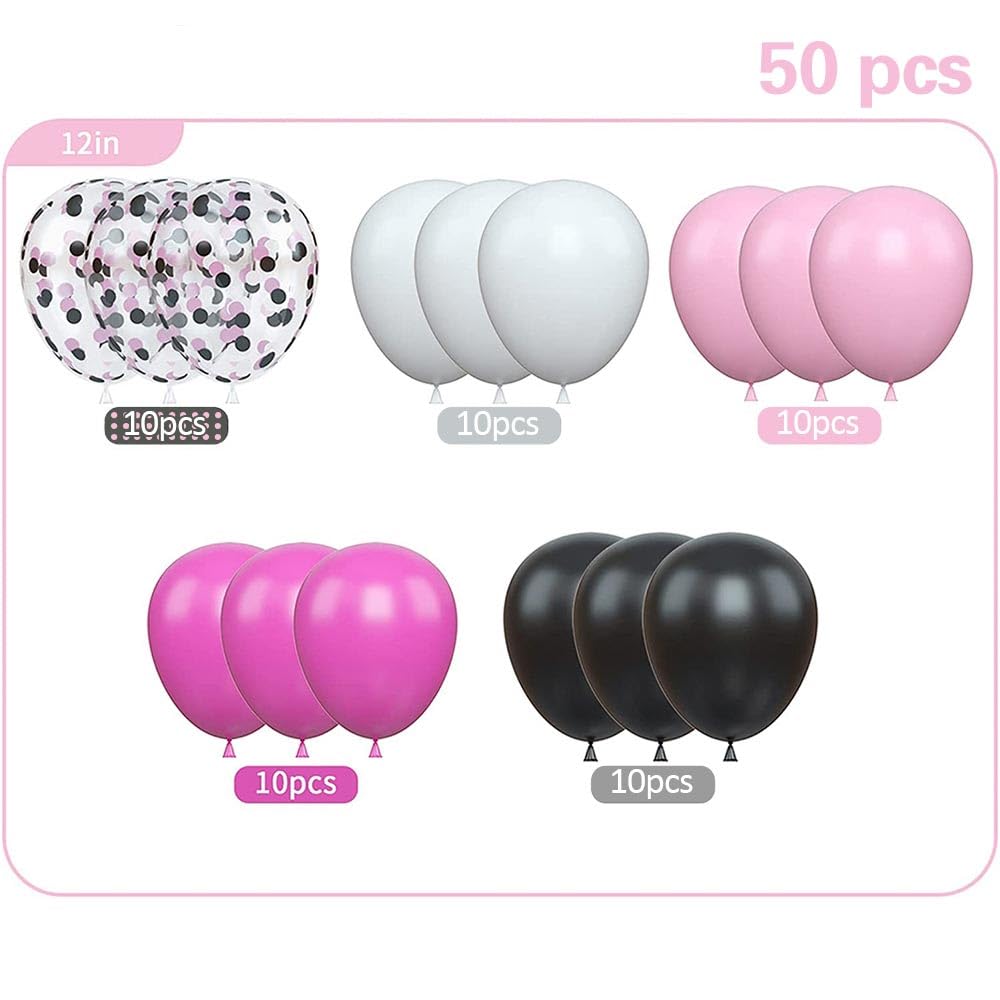 White Pink Rose Red Black Balloons and Confetti Balloon for Birthday Baby Shower Wedding Graduation Party Decoration