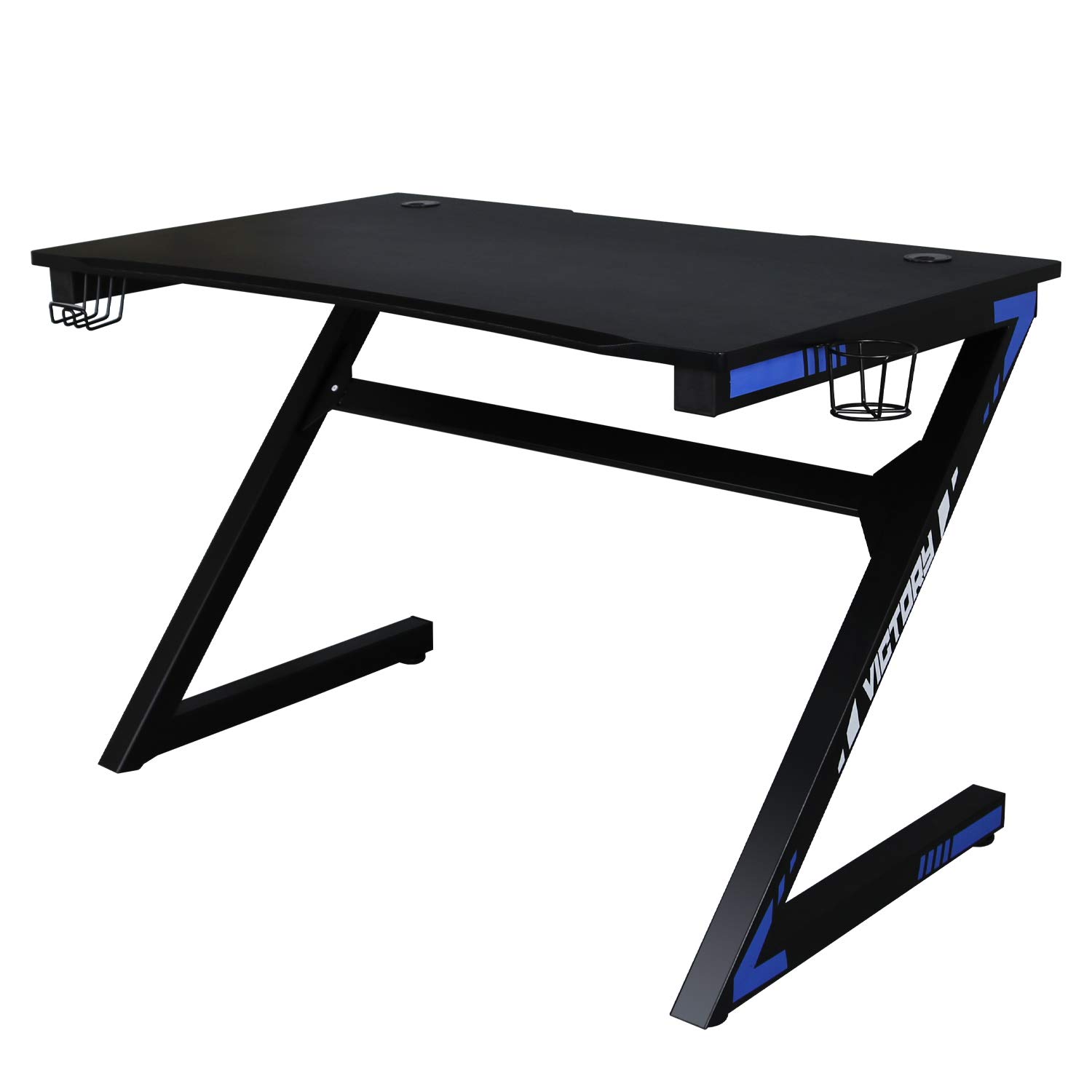 Kazila Gaming Desk Computer Table for Home Office Sturdy Desk with Cup Holder, Headphone Hook Gamer Workstation Laptop PC Desk,Blue