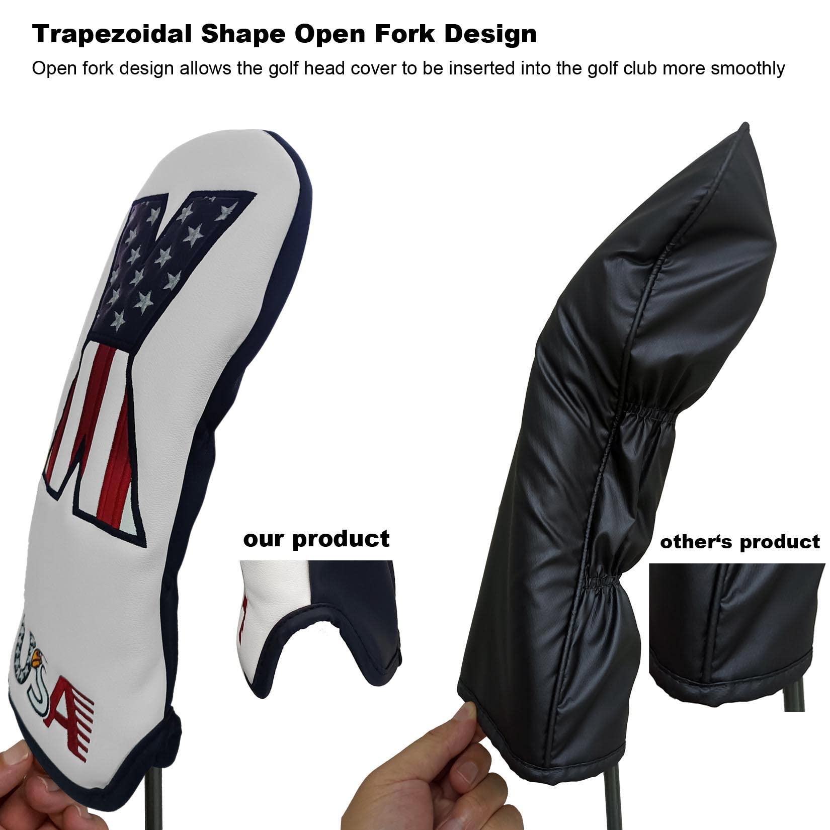 LAISUNTIM Golf Club Head Cover - USA Flag Golf Headcovers for Driver