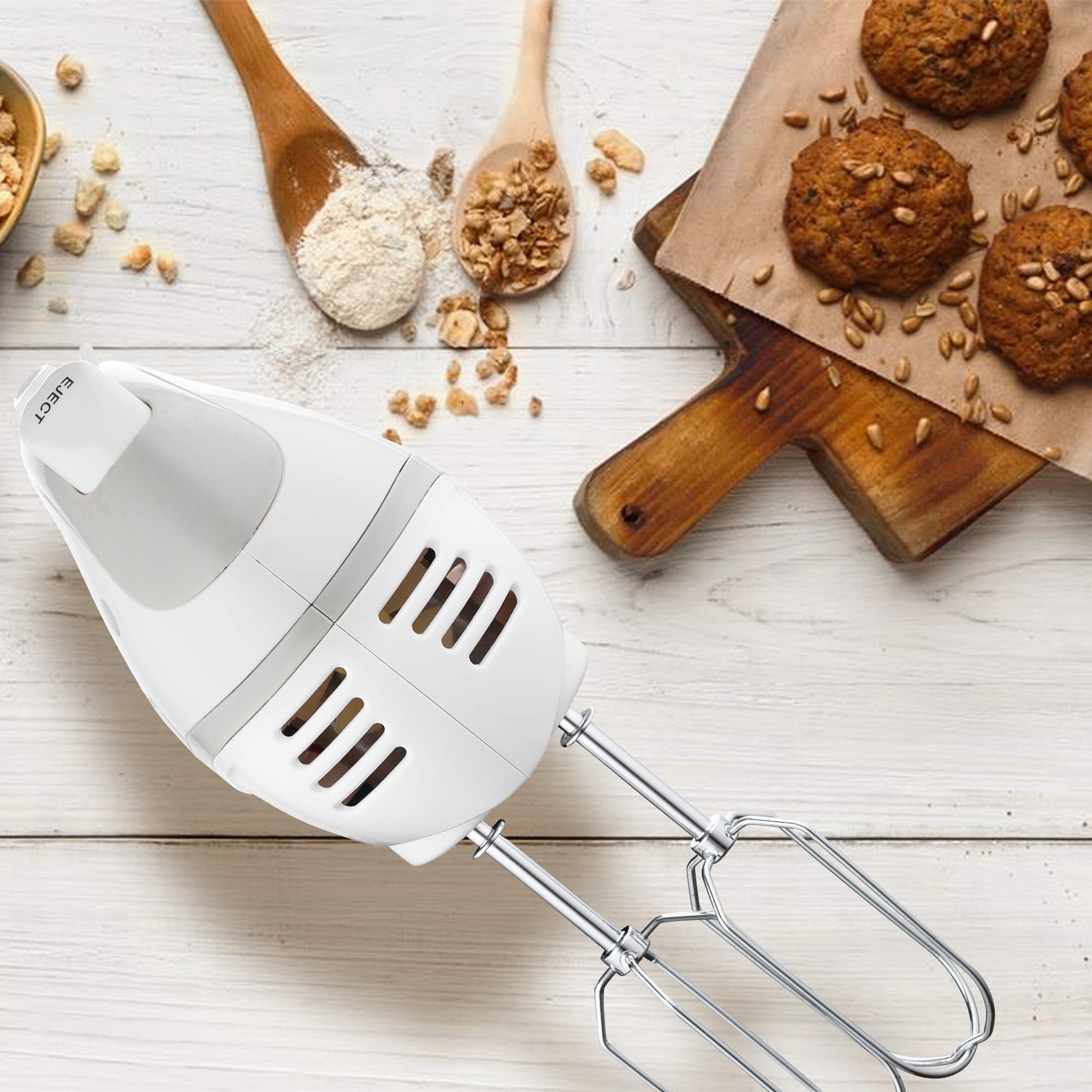 J-Jati Cake Mixer Hand Mixer Electric Cake Beater 5 Speed Powerful Handheld Mixer Food, with Turbo and Easy Eject Button, Beaters and Dough Hooks included Whipping Batter (Black)