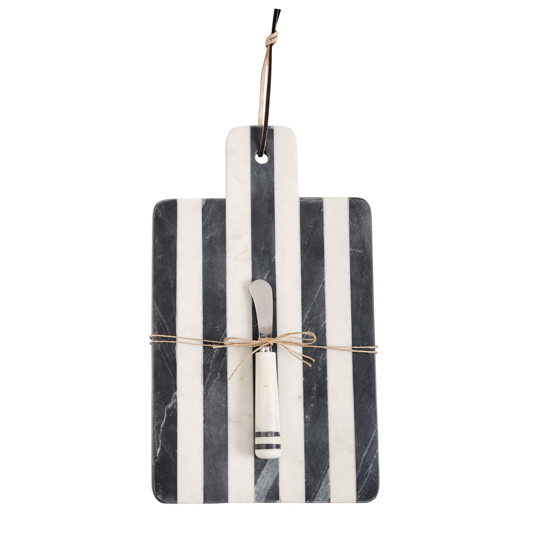 Mud Pie Striped Marble Board Sets (Paddle), board 16"" x 7"" | spreader 7"""