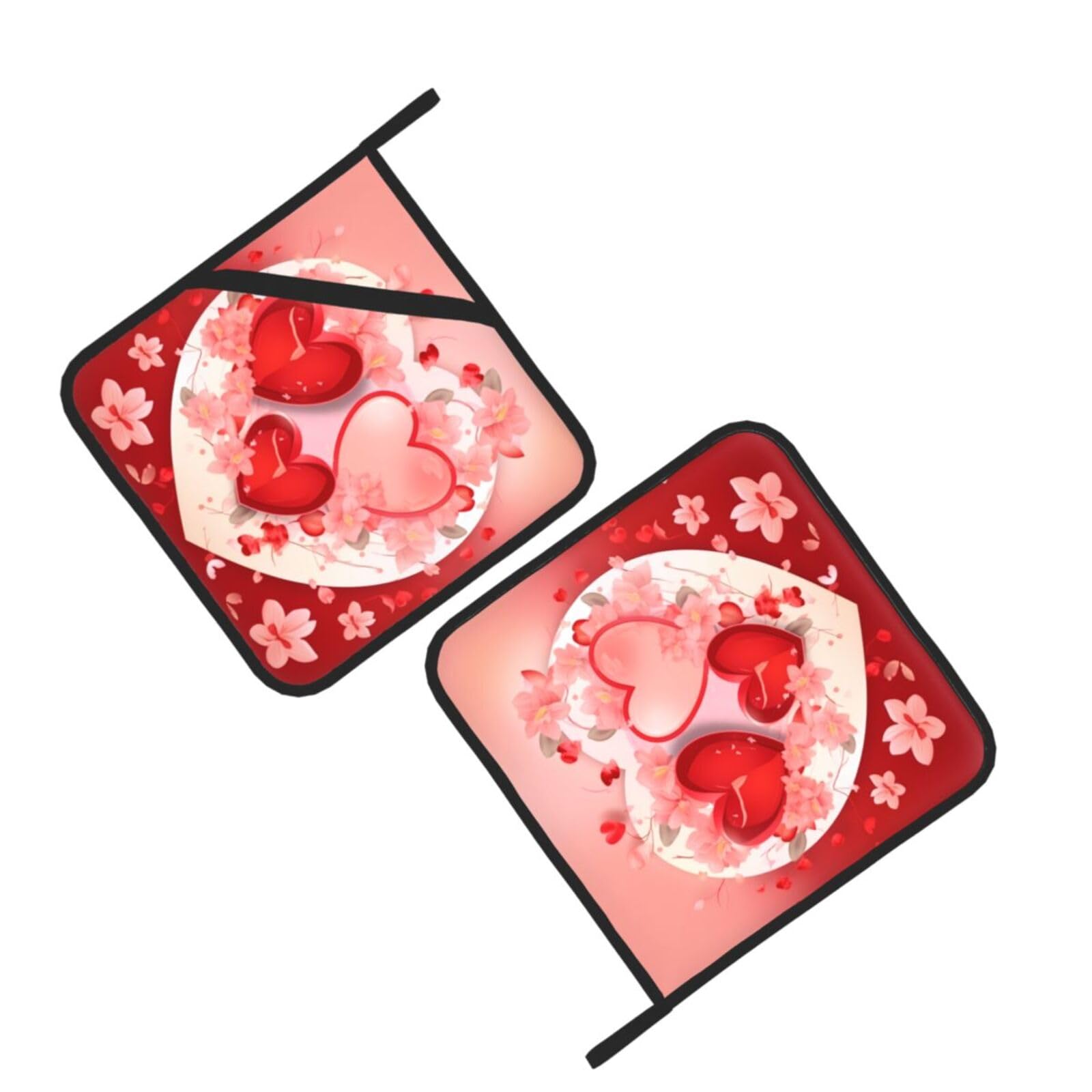 Mother's Day with Red Hearts Pot Holders Sets 2-Piece Set Washable Decorative Kitchen Gift for Cooking Baking BBQ