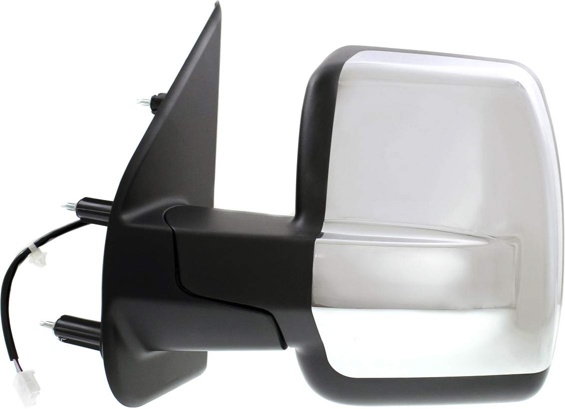 Kool Vue Driver Side Power Heated Mirror for Nissan NV2500 NV3500 NV1500 2012-2021 Manual Fold With Spotter Glass; Without Signal Light Chrome