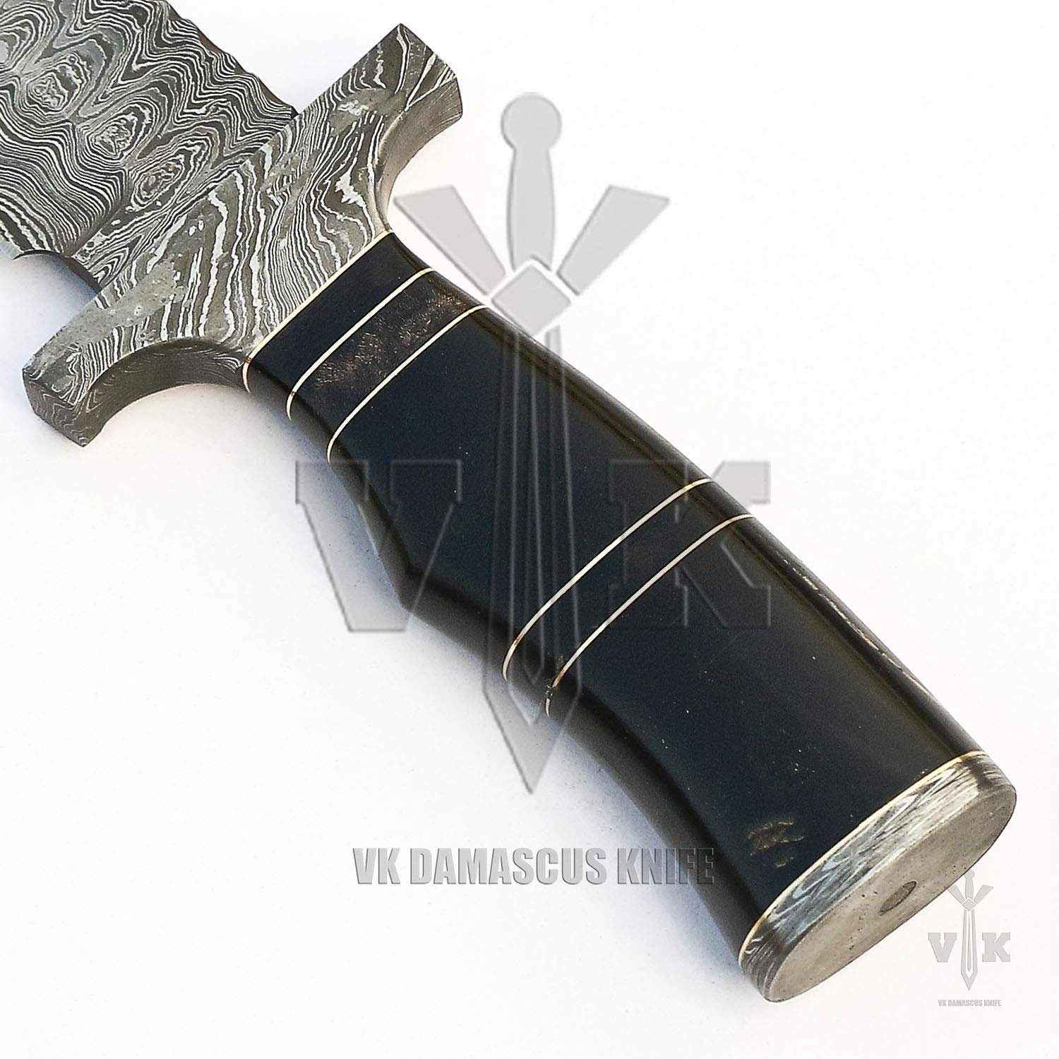 JNR Traders vk2342 Handmade Damascus Steel Fixed Blade Hunting Knife with Leather Sheath